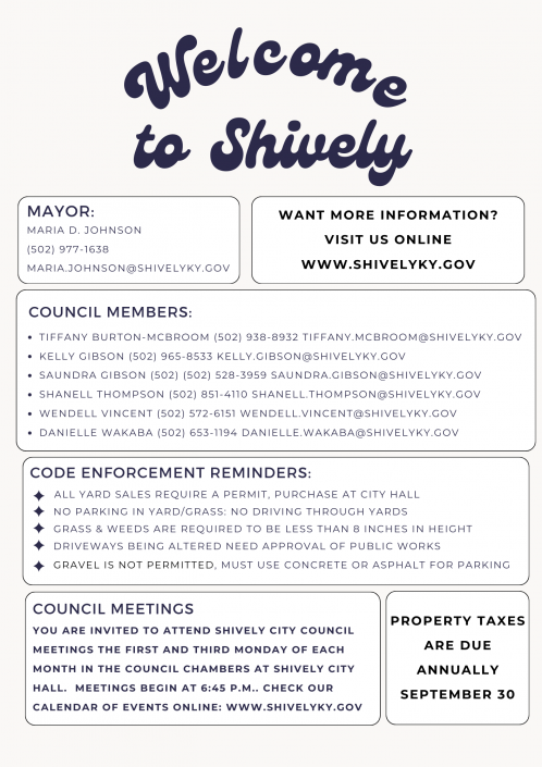 City of Shively | Third Class City Located in Jefferson County, Kentucky