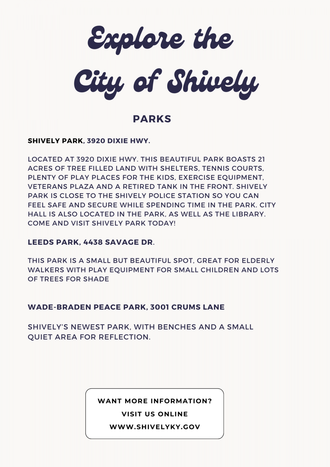 City of Shively | Third Class City Located in Jefferson County, Kentucky