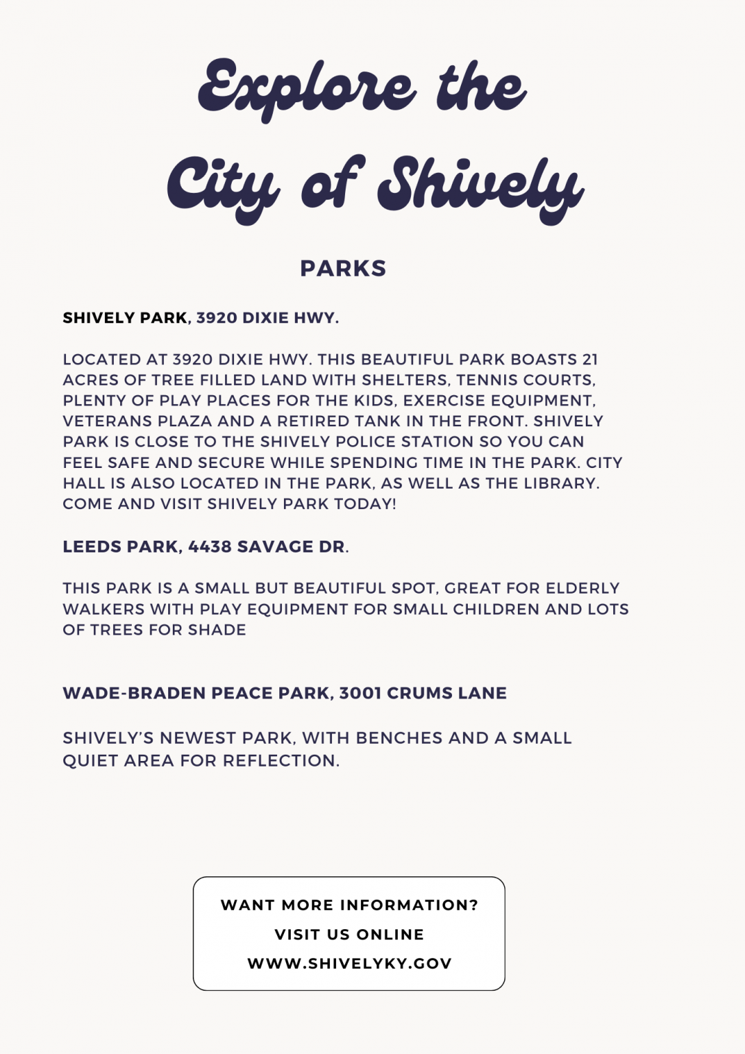 City of Shively | Third Class City Located in Jefferson County, Kentucky