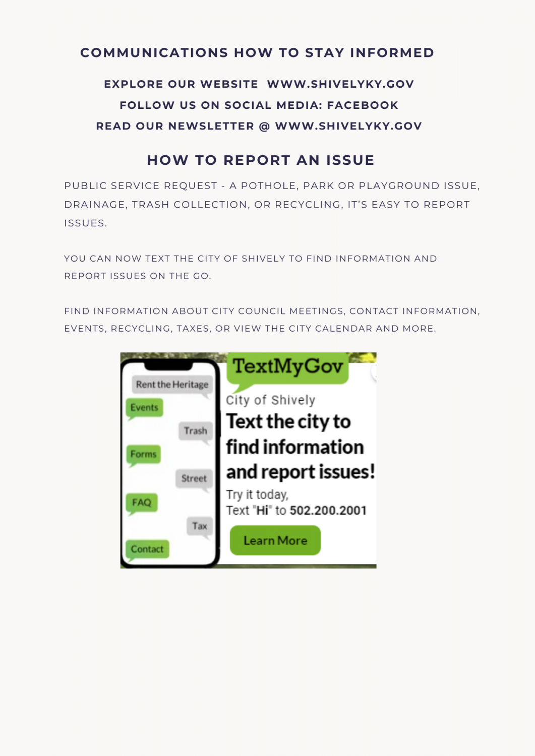 City of Shively | Third Class City Located in Jefferson County, Kentucky